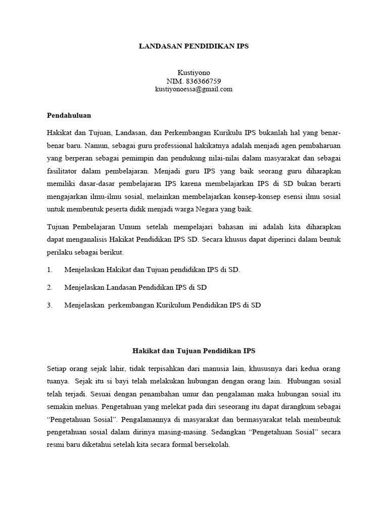 Landasan Pendidikan IPS di SD | PDF