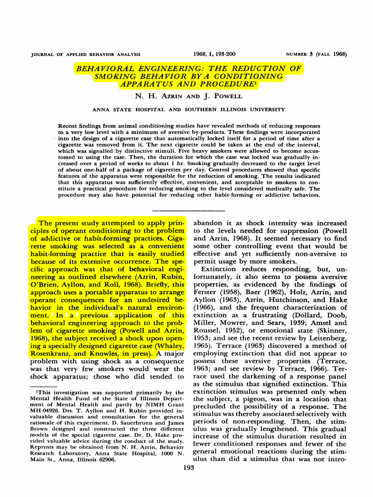 Azrin 1968 | PDF | Reinforcement | Tobacco Smoking