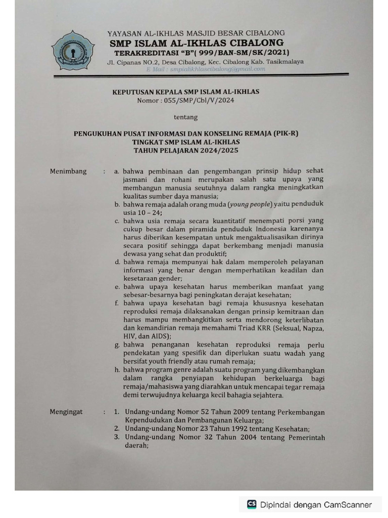 SK Pik-R Smpi Al-Ikhlas.2024 | PDF