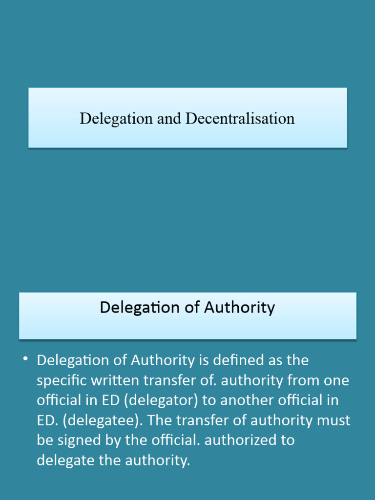 Delegation and Decentralisation | PDF | Business | Leadership