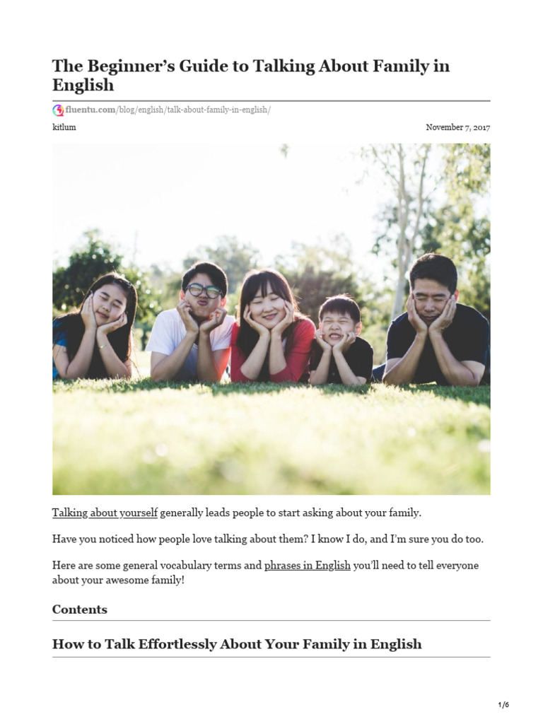 Talk About Family in English | PDF | Family | Stepfamily