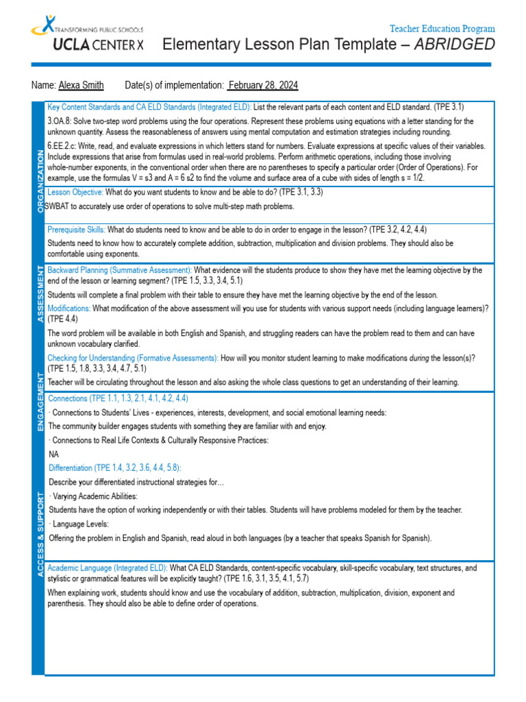 Video Observation 5 Alexa Smith | PDF | Learning | Vocabulary