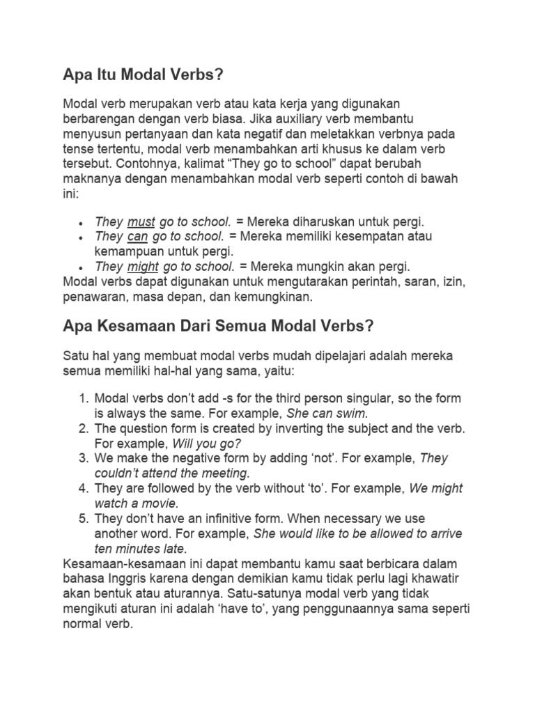 Apa Itu Modal Verbs | PDF