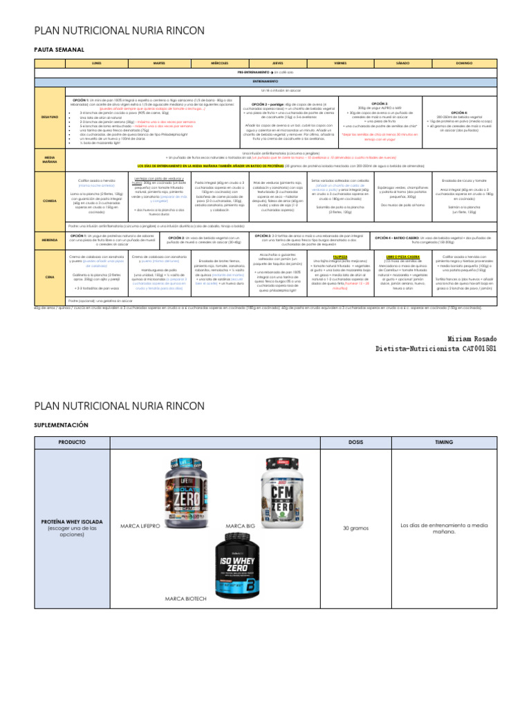 Plan Nutricional Personalizado | PDF | Vegetales | ensalada