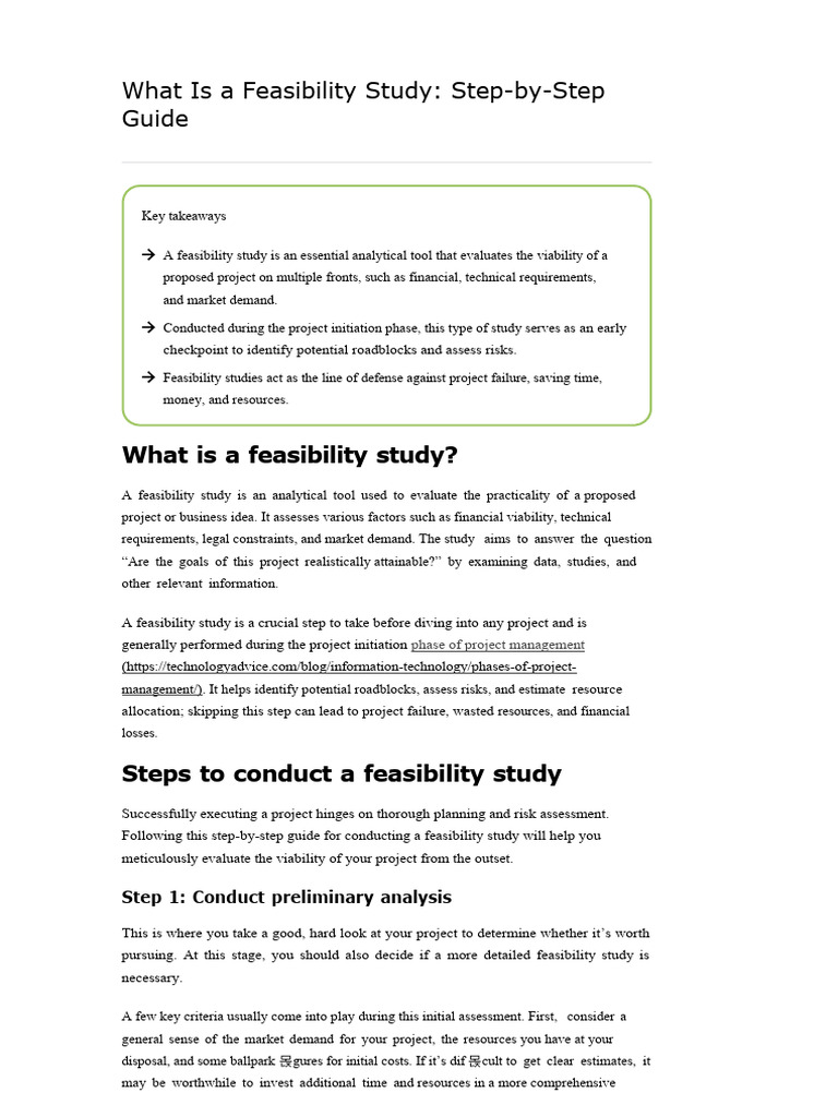 Feasibility-Study-Step by Step | PDF | Feasibility Study | Risk Assessment