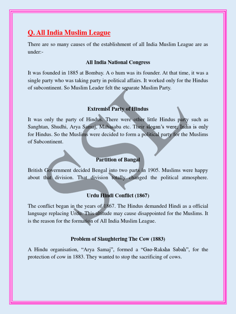 All India Muslim League | PDF | All India Muslim League | Partition Of ...