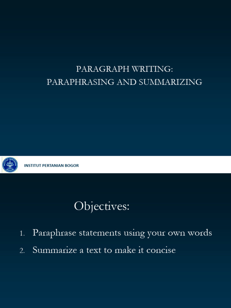 Paraphrase N Summarize | Download Free PDF | Peat | Verb