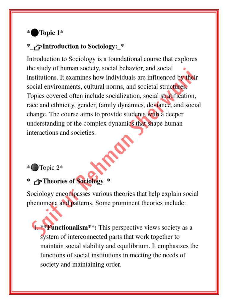 sociology notes | PDF | Sociology | Society