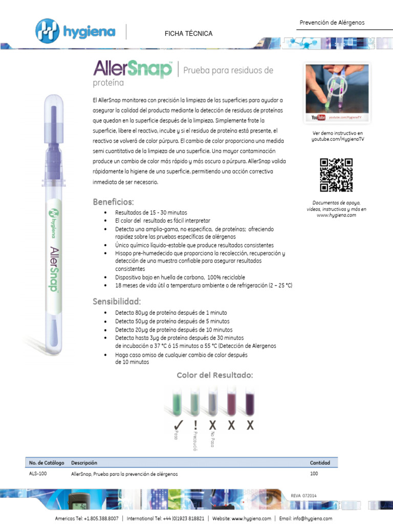 Ficha Técnica Allersnap | PDF | Proteínas | Residuos
