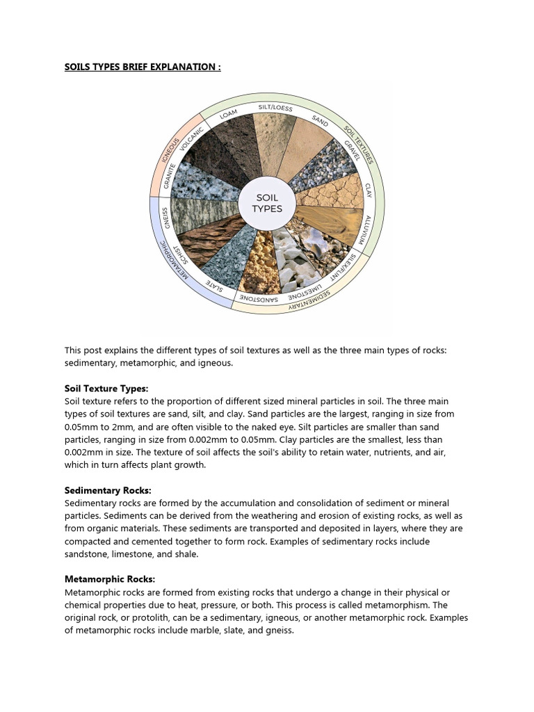 Soils Types Notes Ln | PDF | Rock (Geology) | Sedimentary Rock