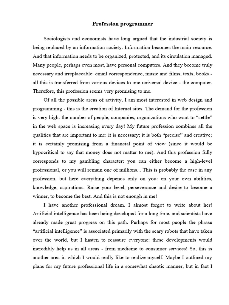 Profession programmer | PDF | Programmer | Computer Programming