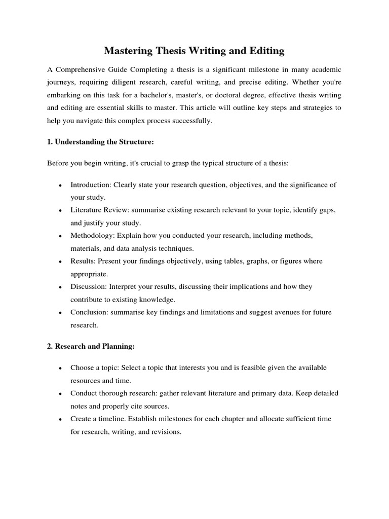Thesis Writing and Editing | PDF | Thesis | Human Communication