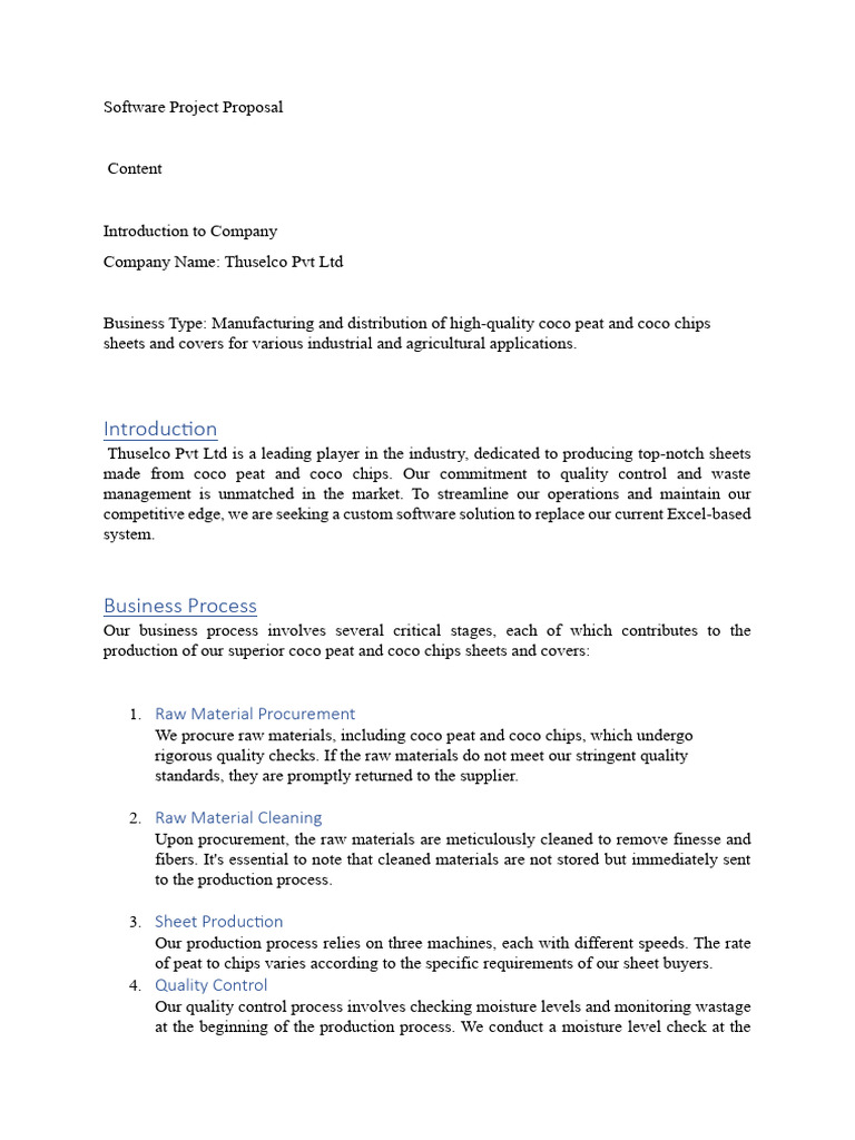 Software Project Proposal Content | PDF | Feasibility Study | Computer ...