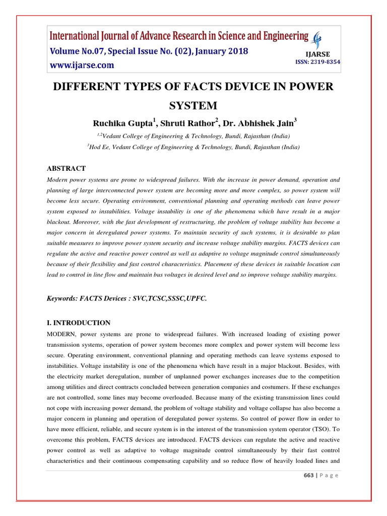 FACTS Devices in Power Systems | PDF | Electric Power Transmission ...