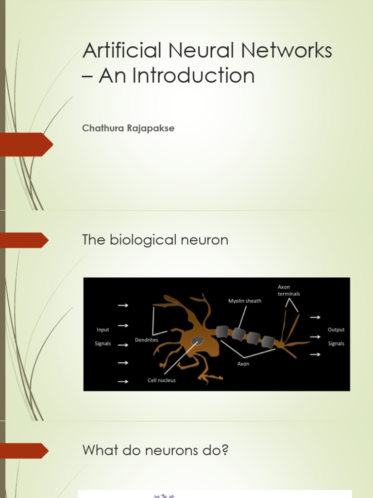 Artificial Neural Networks - An Introduction: Chathura Rajapakse | PDF | Artificial Neural ...