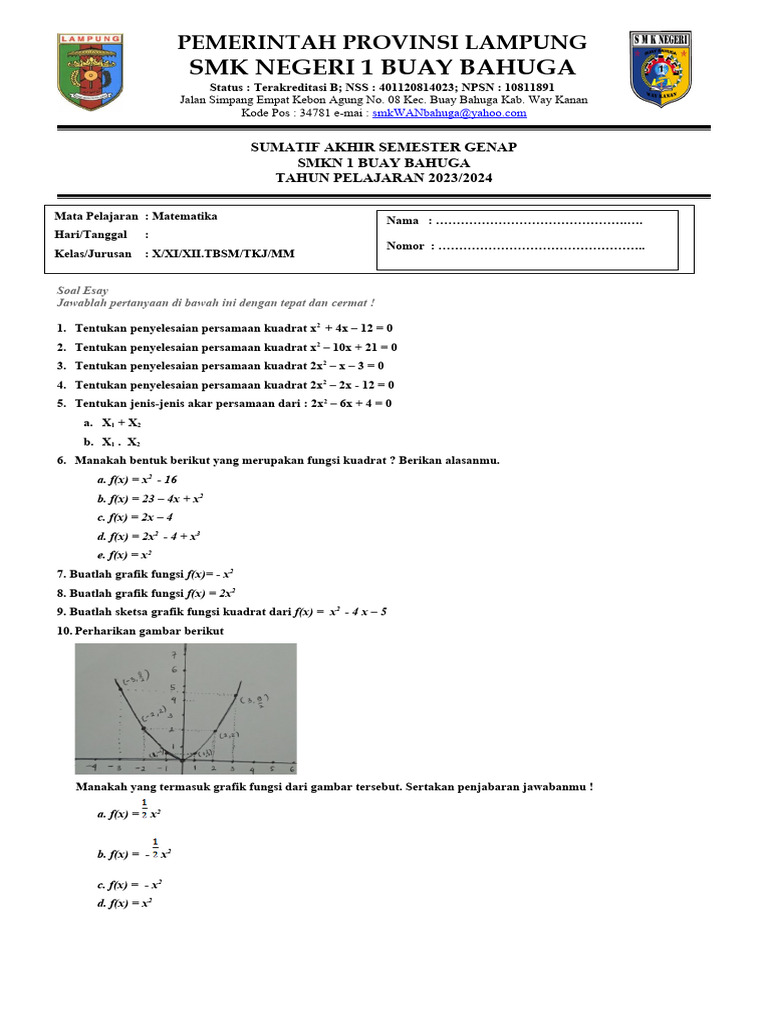 Soal Matematika Kelas 10 Semester Genap | PDF | Metode & Bahan Ajar