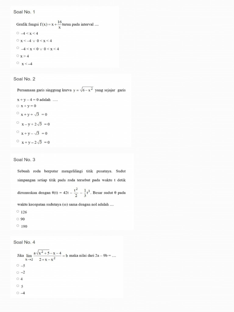 Matematika Xi Uh Penggunaan Turunan - 2 | PDF