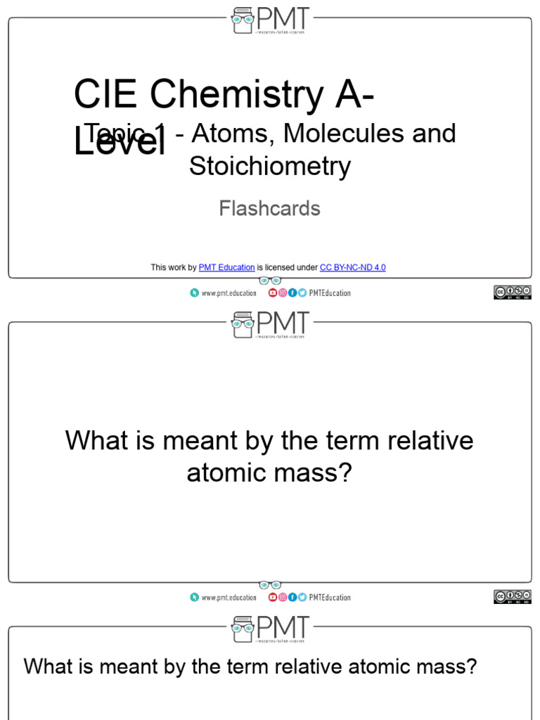 A-Level Chemistry: Atoms & Stoichiometry Flashcards | PDF | Chemical ...