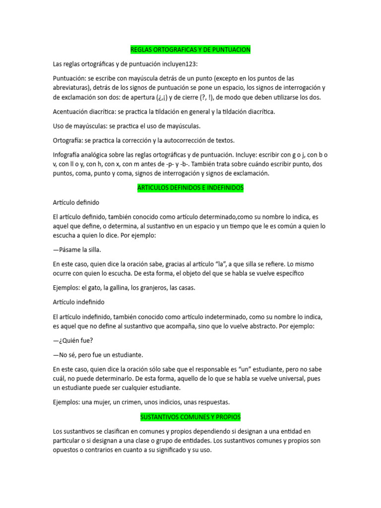 Reglas Ortograficas y de Puntuacion | PDF | Verbo | Sustantivo