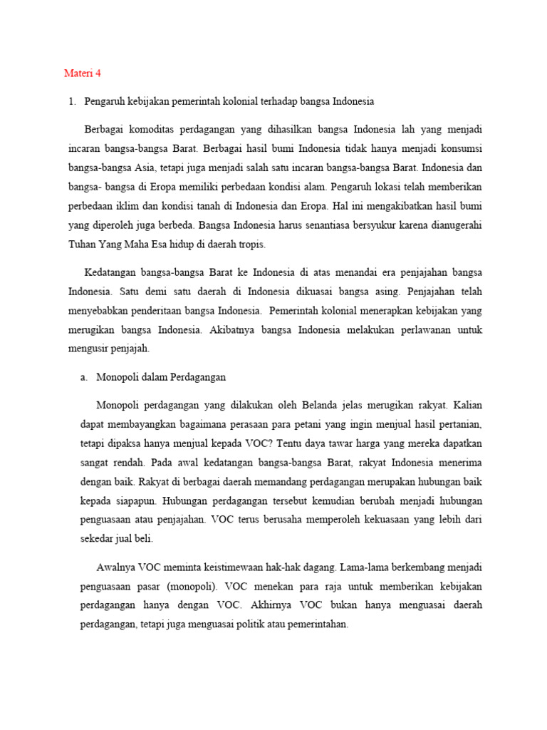 Monopoli VOC dan Dampaknya pada Rakyat | PDF