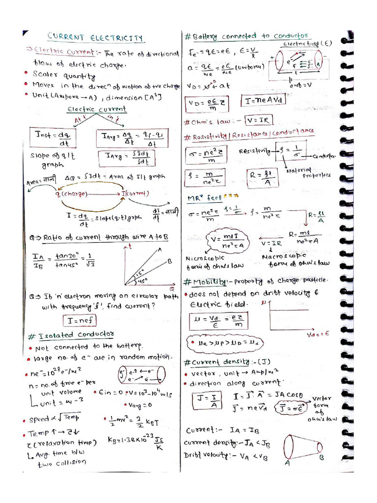 Current Electricity Class 12 Physics Topper's Handwriting Short | PDF