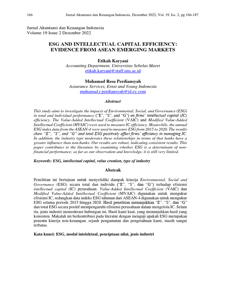 Esg and Intellectual Capital Efficiency | PDF | Competitive Advantage ...