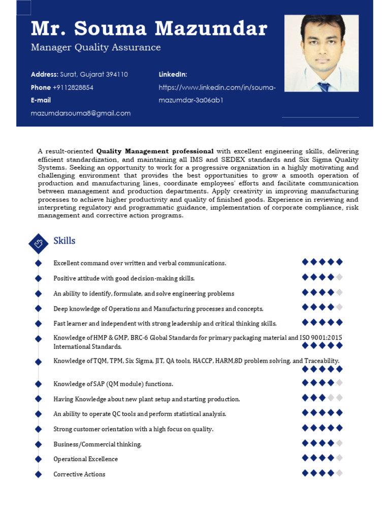 Souma Mazumdar Resume 2024 | PDF | Quality Assurance | Audit