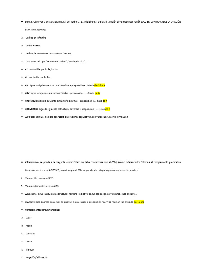 Esquema Complementos | PDF