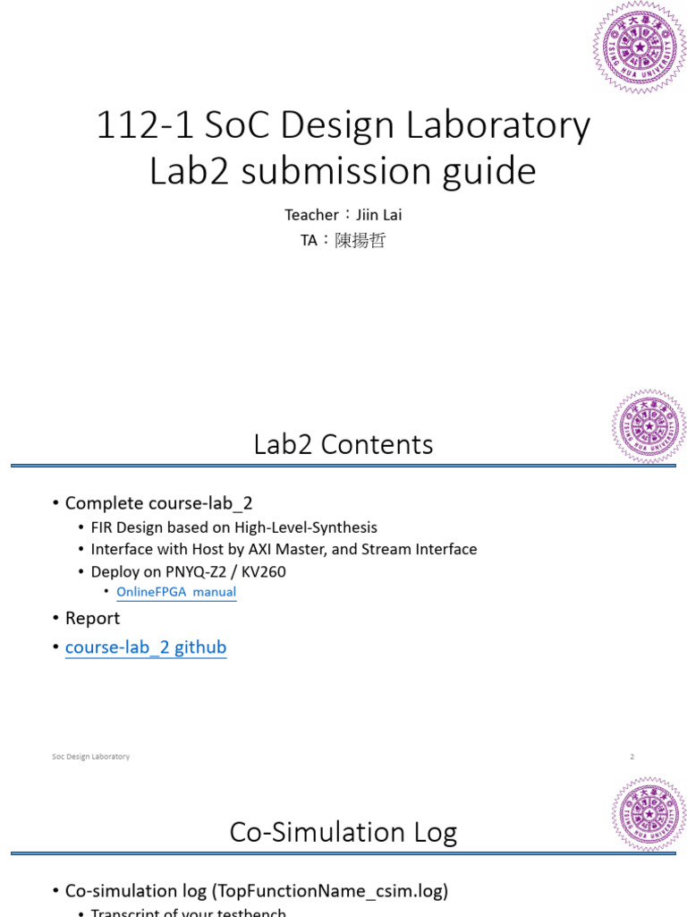 Lab2 Submission Guide for SoC Design | PDF | System On A Chip | Digital Technology