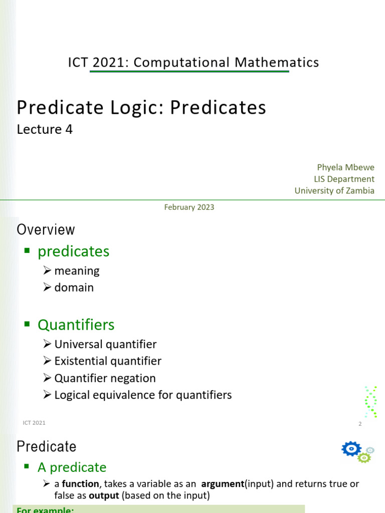 04 - Predicate Logic - Predicates | PDF | Proposition | Formalism ...