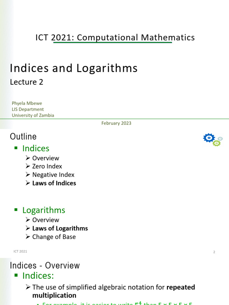 Indices and Logarithms Overview | PDF | Logarithm | Algebra