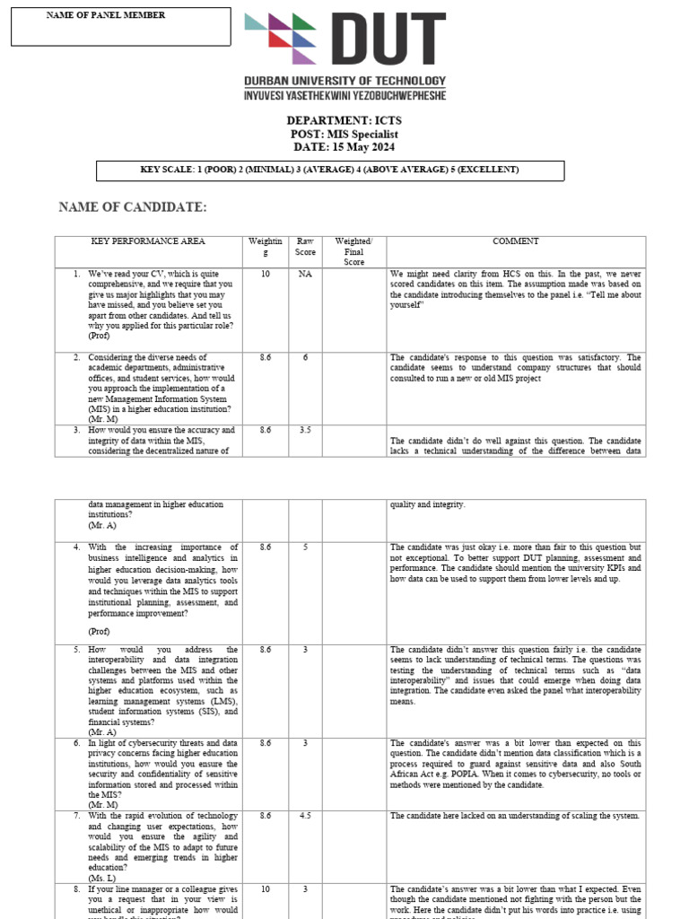 Interview2 Guide Scorecard MIS Specialist | Download Free PDF | Computer Security | Security