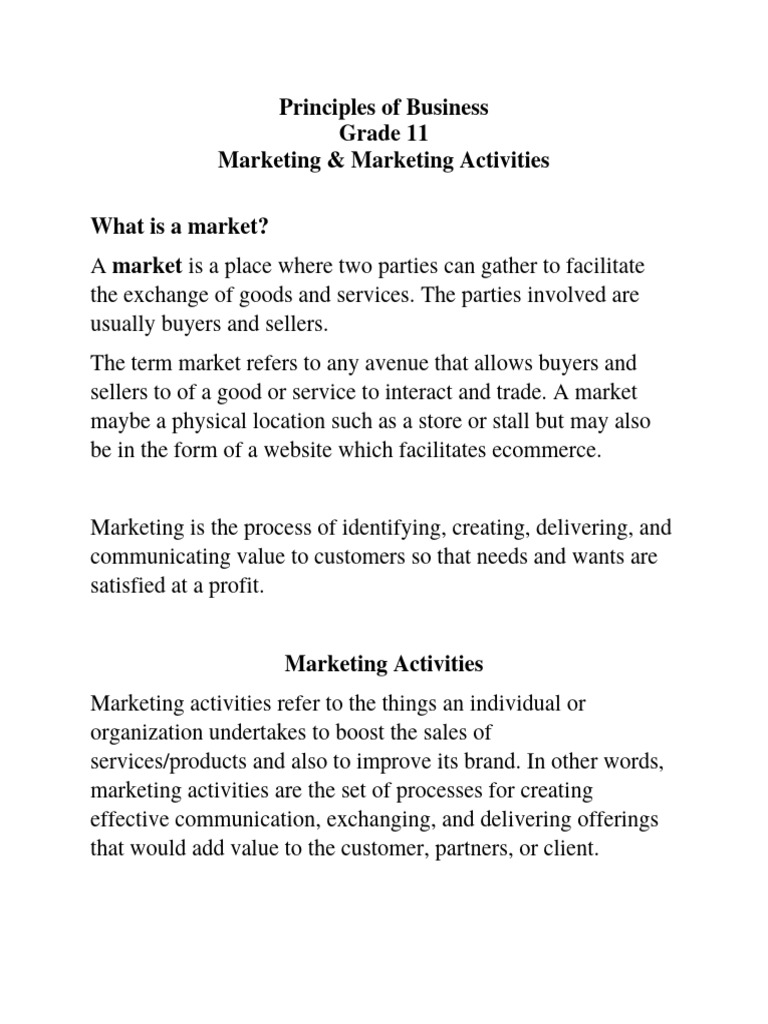 Marketing Principles for Grade 11 Students | PDF | Pricing | Marketing