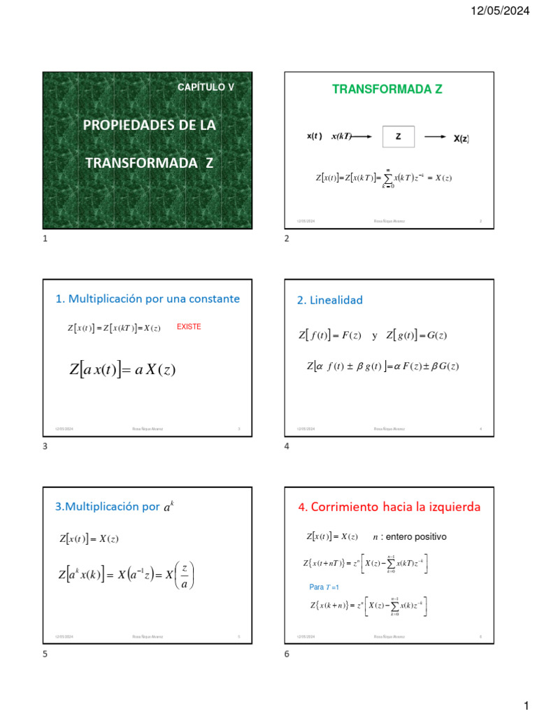 Propiedades de la Transformada Z | PDF | Entero | Conceptos matemáticos