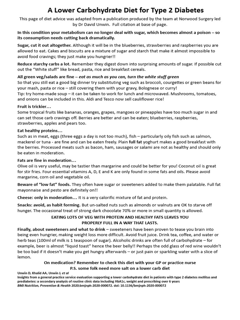 Low Carb Diet Guide for Diabetes | PDF | Carbohydrates | Low ...