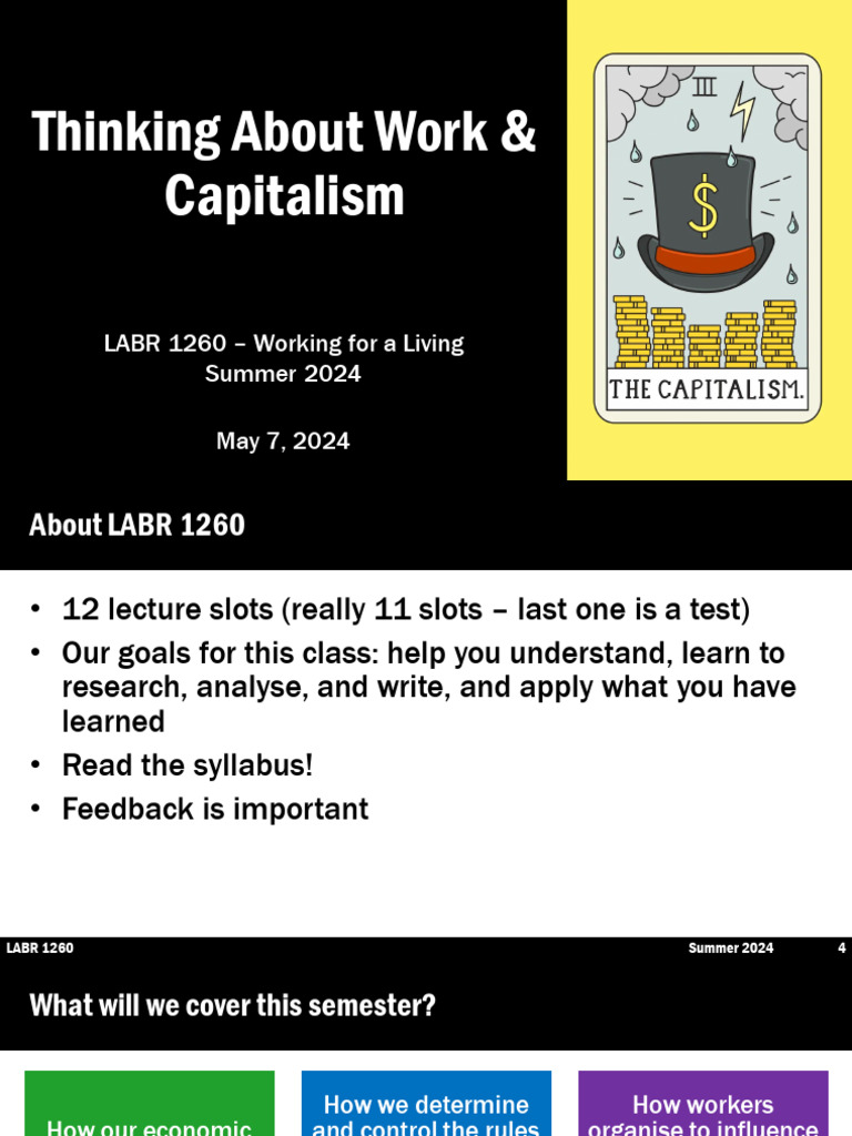 LABR 1260 - Summer 2024 - U1 - Thinking About Work & Capitalism | PDF | Cost Of Living | Labour ...