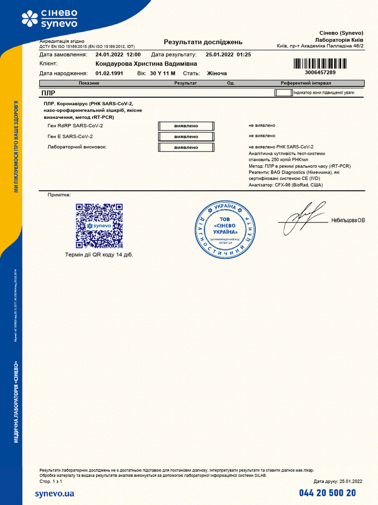 Synevo Results | PDF