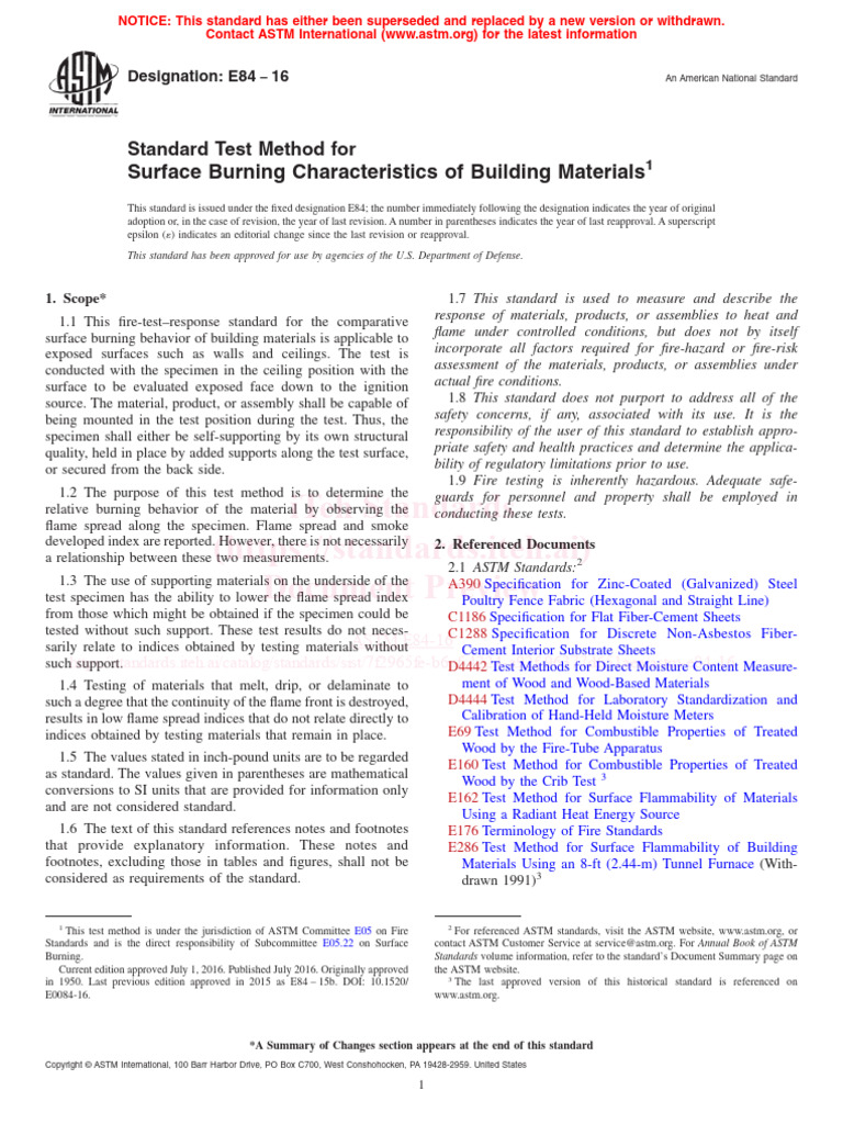 Astm E84 16 | Download Free PDF | Lumber | Gases