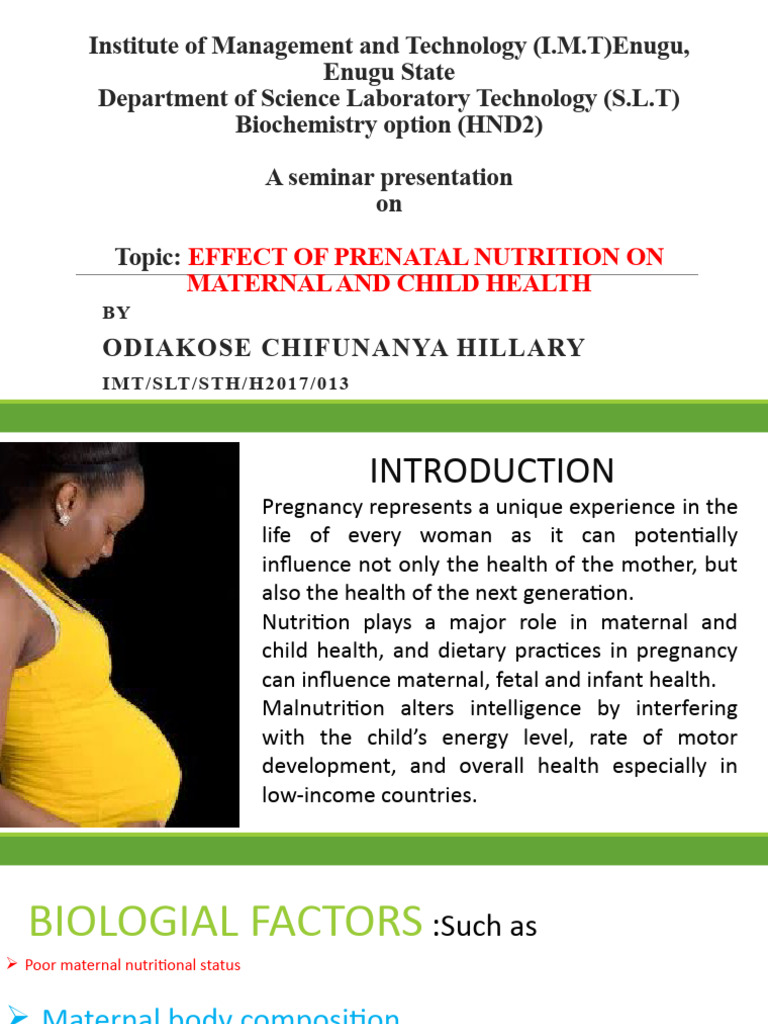 The Role Nutrition in Maternal and Child | PDF | Pregnancy | Prenatal Development