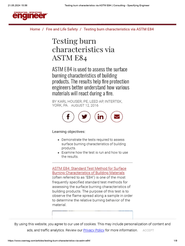 Testing Burn Characteristics Via ASTM E84 - Consulting - Specifying ...