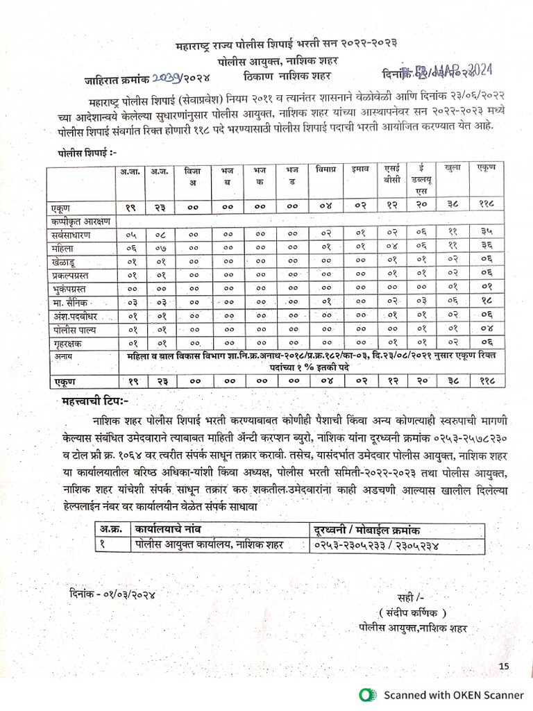 Advt PC - CP Nashik | PDF