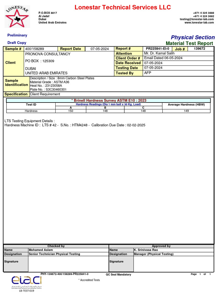 Brinell Hardness Test Report | PDF | Hardness | Materials