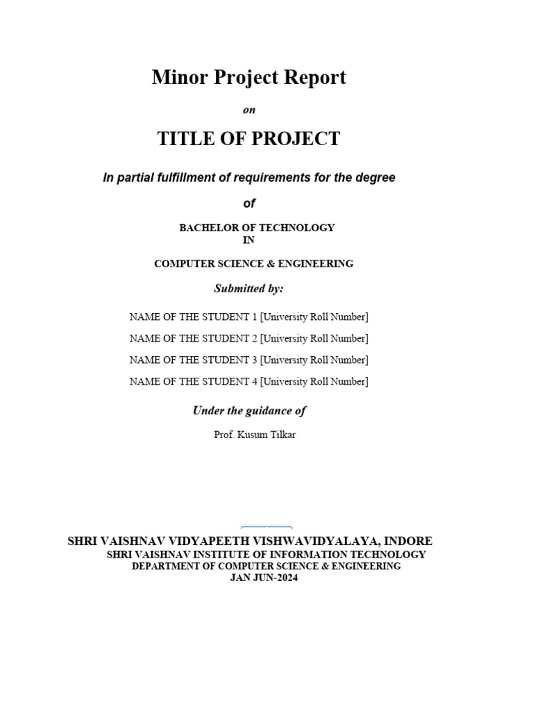 SVIIT-CSE - Minor Project Report Format For Jan-Jun2024 | PDF | Times ... SVIIT-CSE - Minor Project Report Format For Jan-Jun2024 | PDF | Times ...