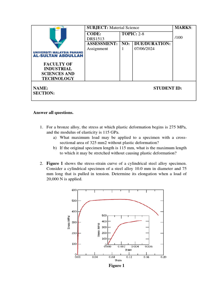 DRS1513 Assignment II2324 | PDF | Deformation (Engineering) | Strength Of Materials