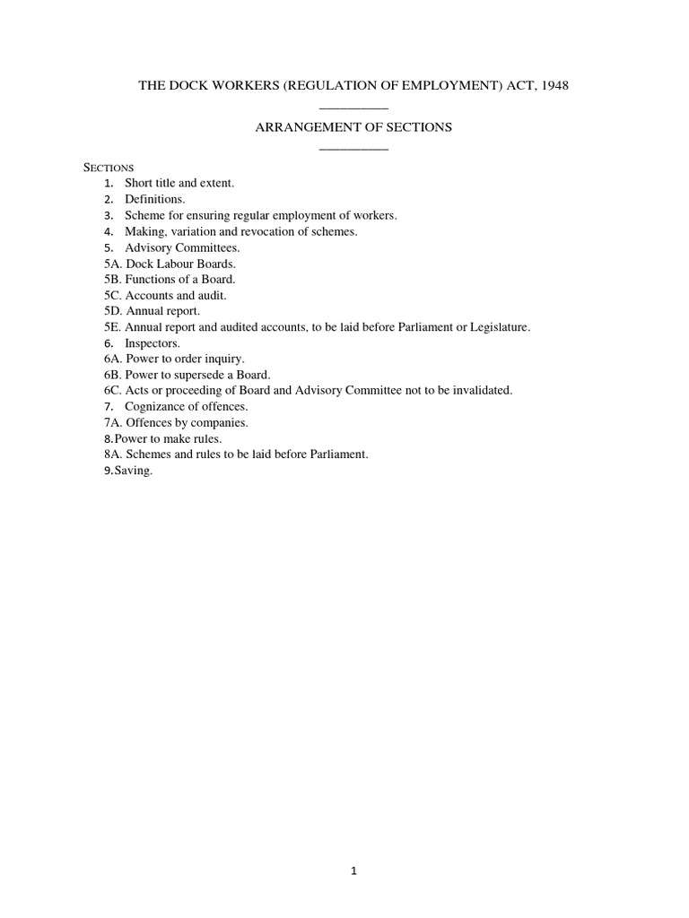 Dock Workers Employment Regulation Act | PDF | Audit | Public Law