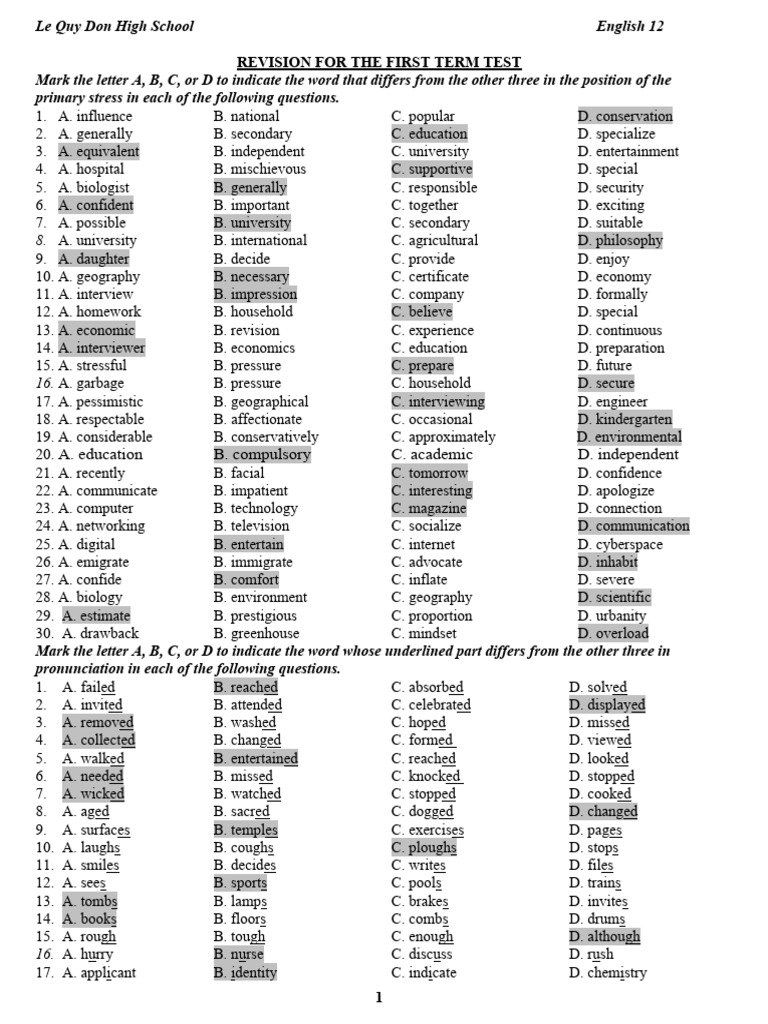 Đáp An Đề Cương Cuối Kì 1 - E12 | PDF | Communication | Television