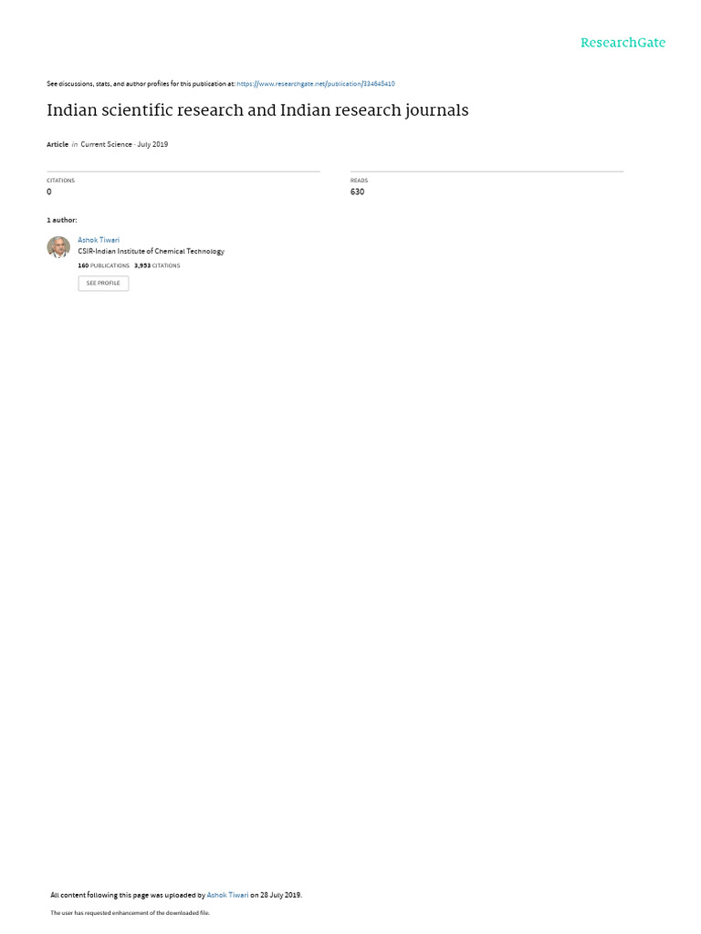 Indian Scientific Research and Indian Research Journals: Current ...