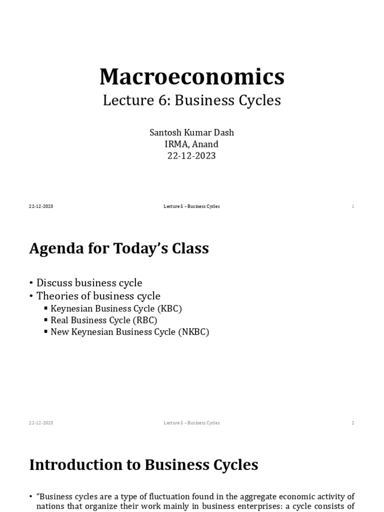 Lec6-Business Cycles | PDF | Business Cycle | Economics