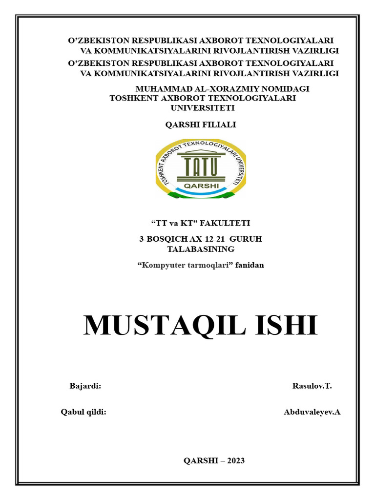 1-Mustaqil Ish | PDF