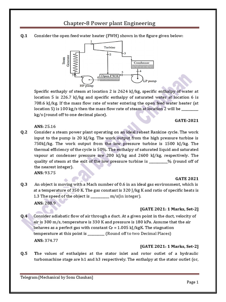 Power Plant Engineering PYQ | PDF | Turbine | Steam